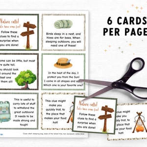 Editable Camping Scavenger Hunt for Kids, Outdoor Treasure Hunt Clues ...