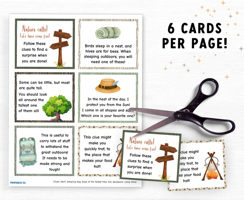 Editable Camping Scavenger Hunt for Kids, Outdoor Treasure Hunt Clues ...