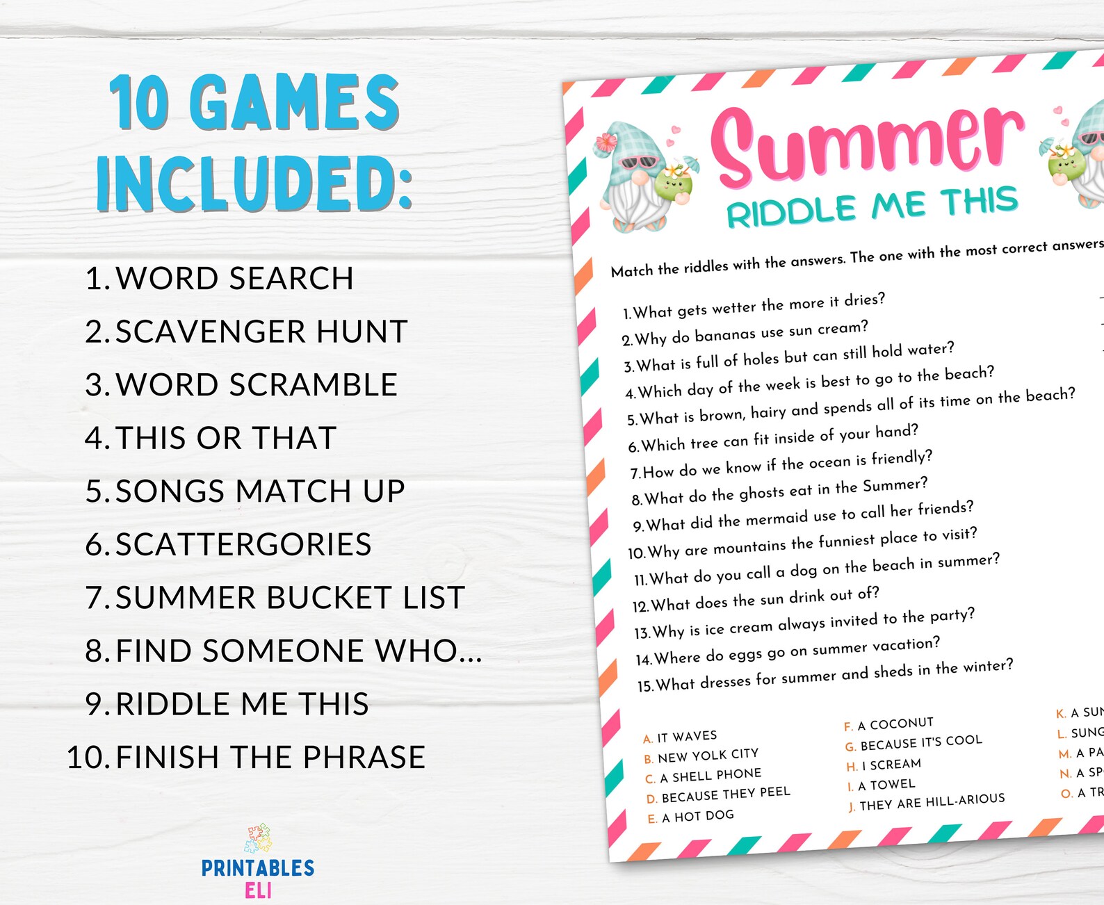 Summer Game Bundle Printable Summer Game for Kids and Adults - Etsy