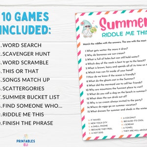 Summer Game Bundle Printable Summer Game for Kids and Adults - Etsy
