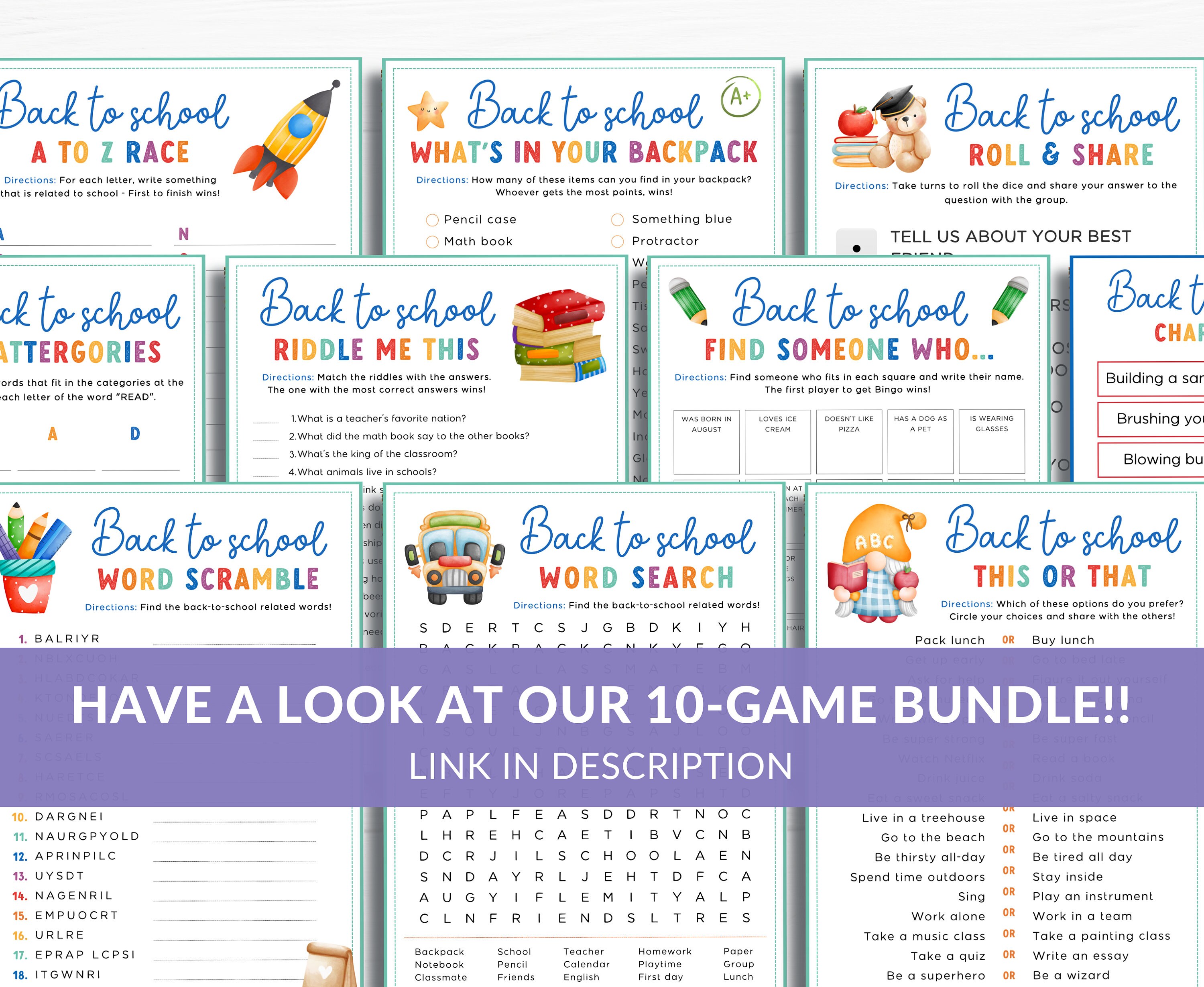 Back to School Riddle Me This Printable Game, Printable Back to School ...