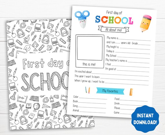 First Day of School Printable Back to School Questionnaire - Etsy