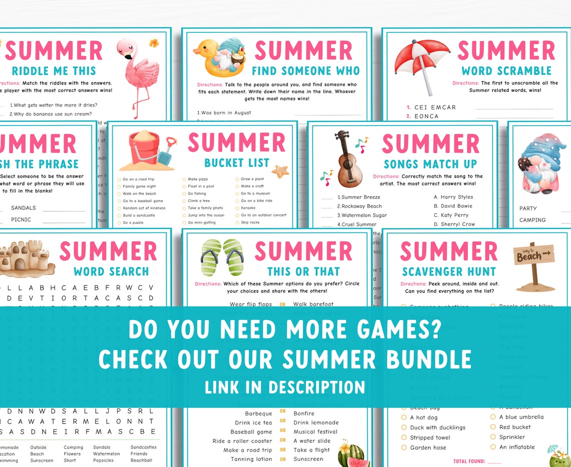 Summer Riddle Me This Printable Game, Family Summer Game Printable ...