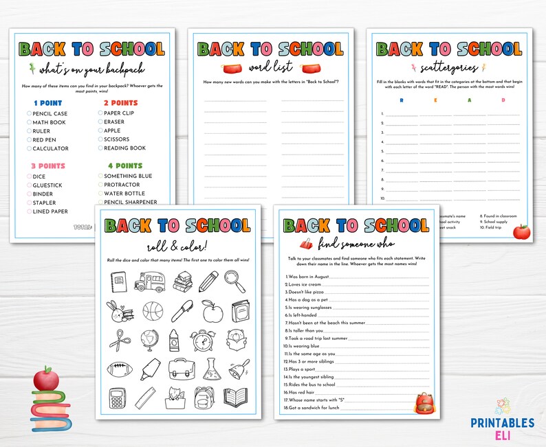 Back to School Games Bundle Printable Back to School Games - Etsy