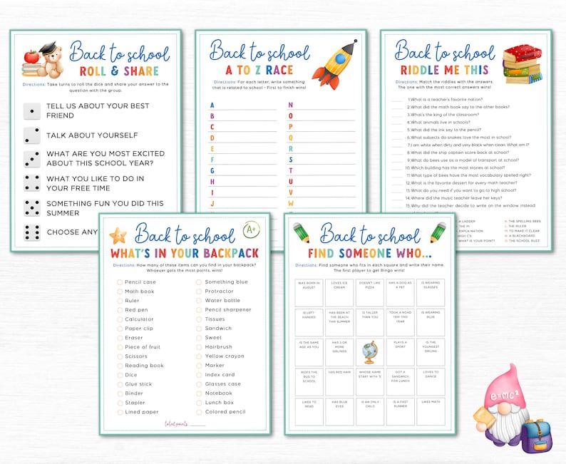 Back to School Games Bundle, Printable Back to School Games, First Day ...