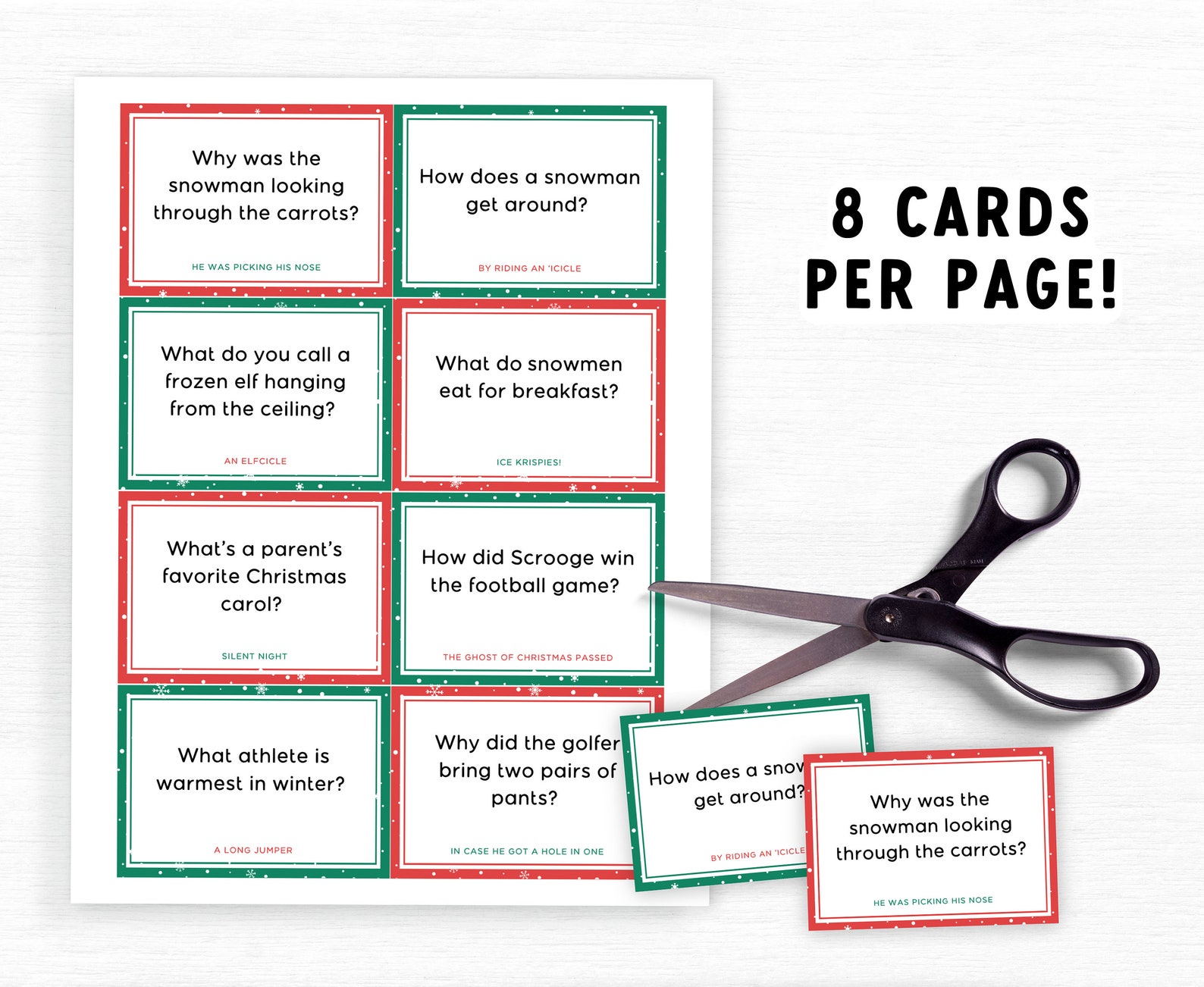 Christmas Jokes Printable Cards, Cracker Jokes, Christmas Cracker ...