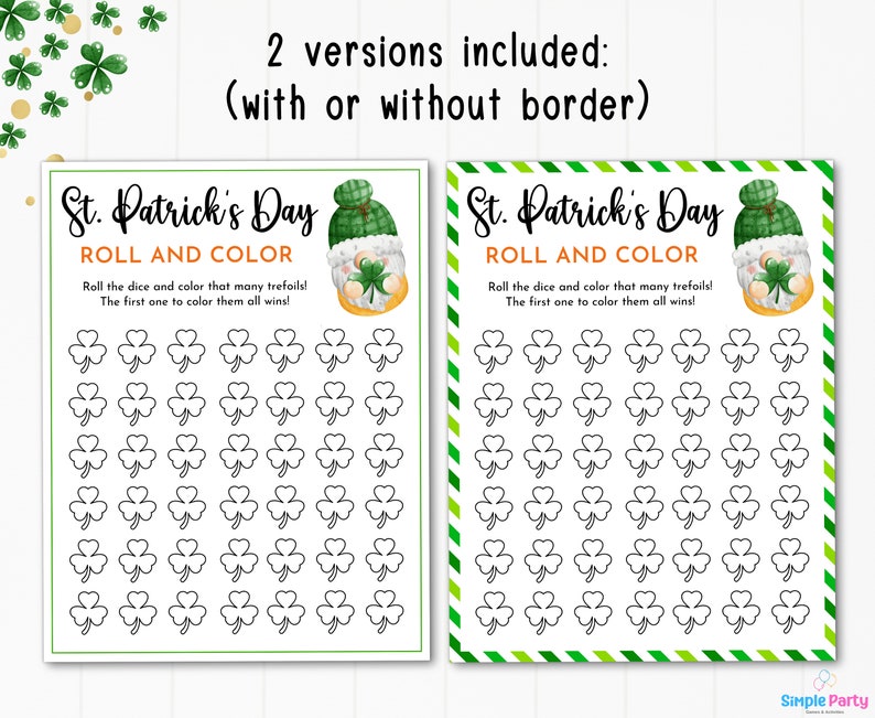 Roll and Color St. Patrick's Day Printable Game - Etsy