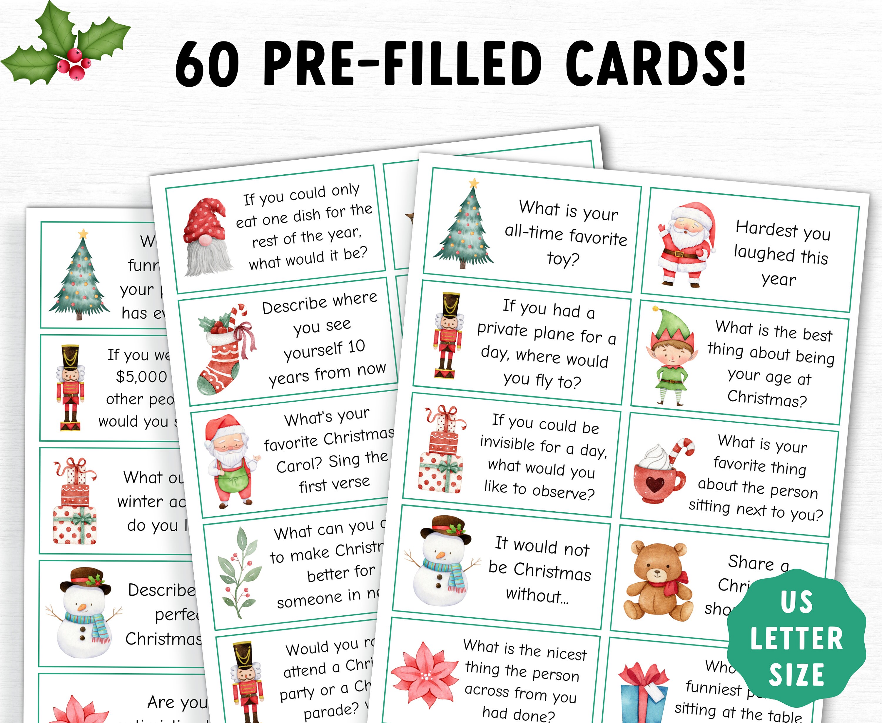Christmas Conversation Starters, Christmas Party Game Printable, Family ...