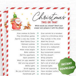 Christmas This or That Printable Game, Christmas Party Game Printable ...