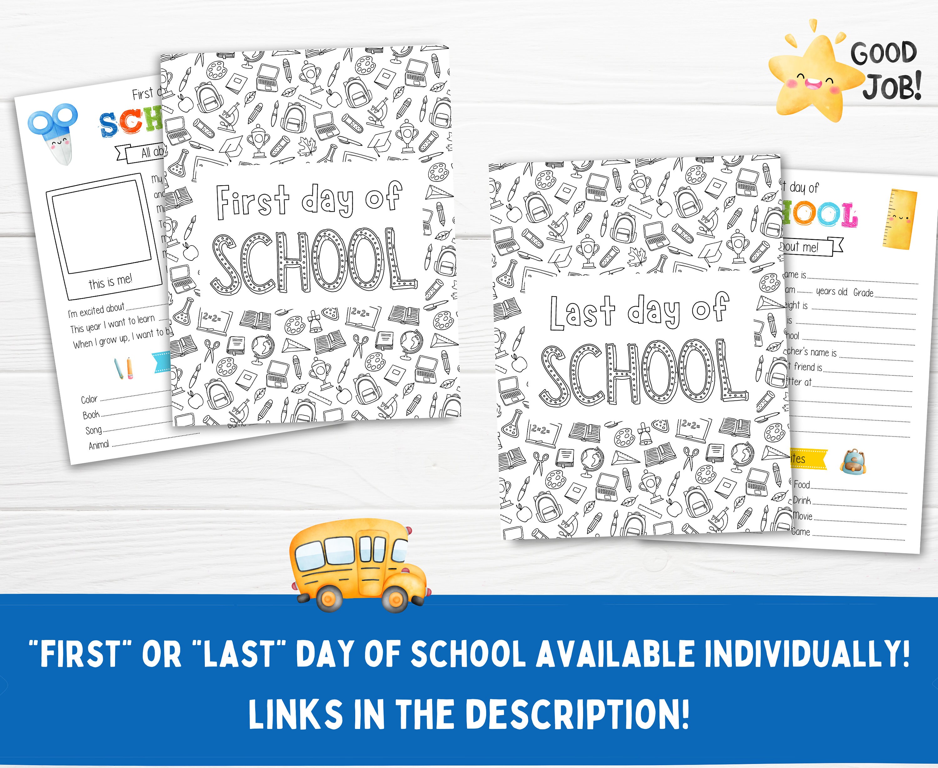 First and Last Day of School Printable, Back to School Questionnaire ...