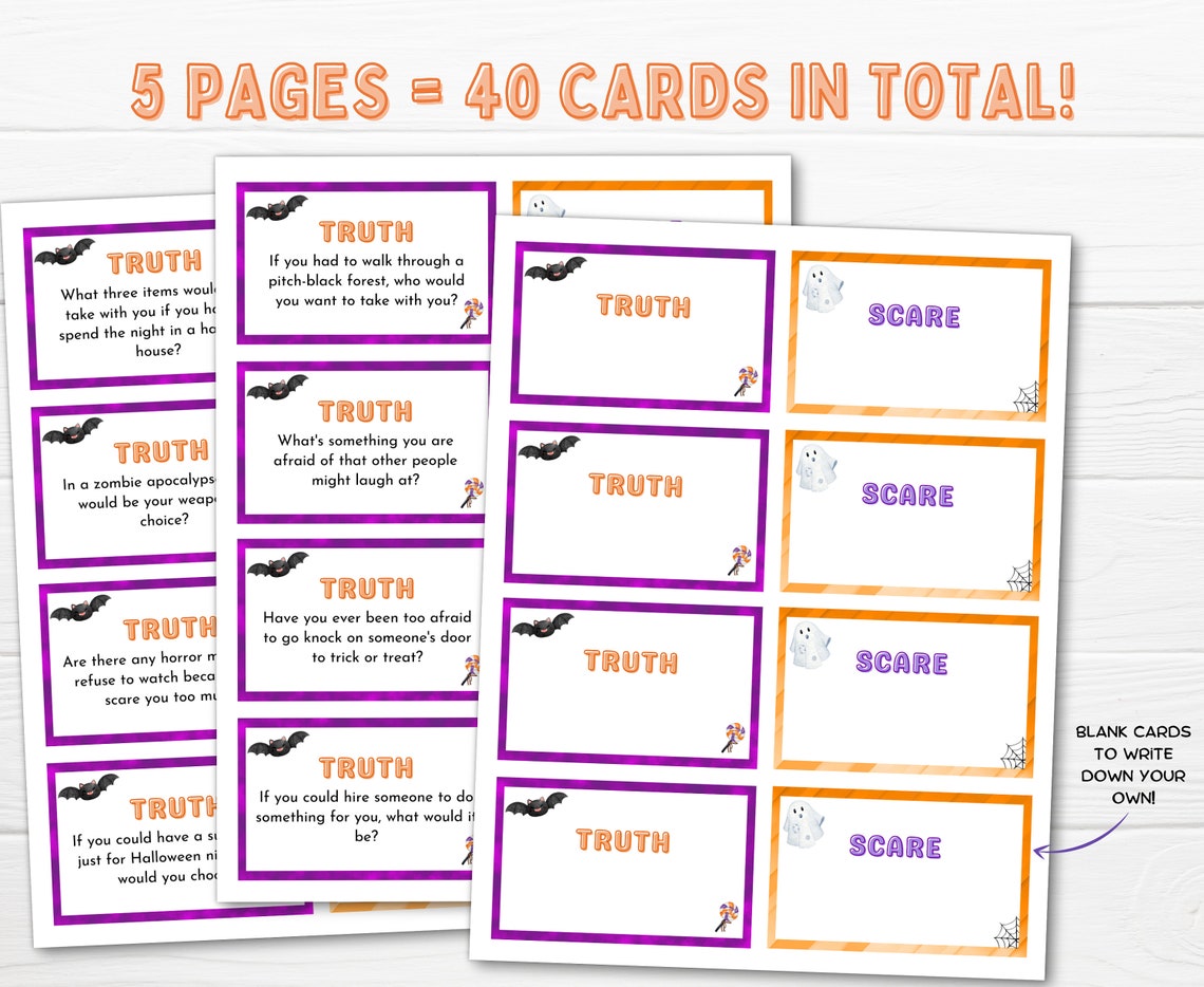 Halloween Truth or Scare Game Halloween Party Game for Kids - Etsy