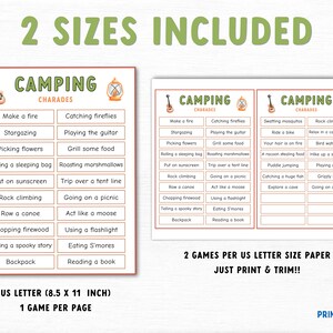 Camping Charades Printable Game, Camping Pictionary, Draw It Printable ...