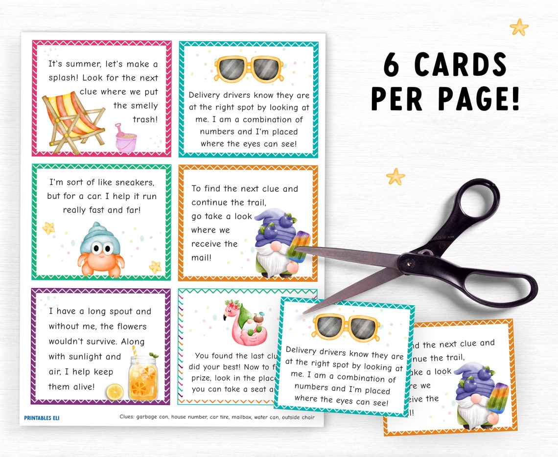 Editable Summer Scavenger Hunt for Kids, Outdoor Treasure Hunt Clues ...