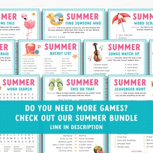 Summer Finish the Phrase Printable Game, Family Summer Game Printable ...