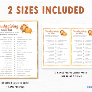 Thanksgiving This or That Printable Game, Thanksgiving Party Games ...