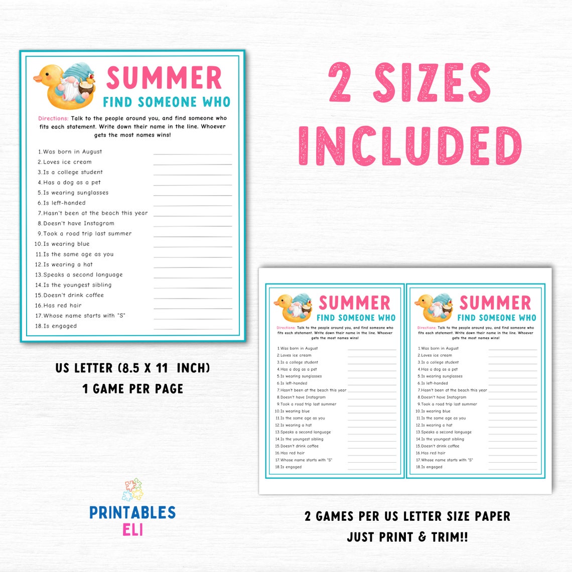 Summer Find Someone Who Printable Game, Family Summer Game Printable ...