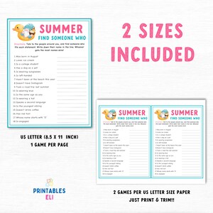 Summer Find Someone Who Printable Game, Family Summer Game Printable ...