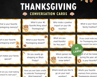Thanksgiving Conversation Cards, Family Friendly Conversation Starters ...