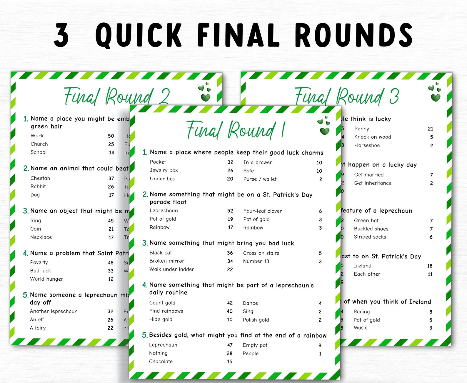 St Patrick's Day Friendly Feud Game Family Feud Quiz - Etsy