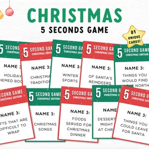 Christmas 5 Second Game Printable, Party Game, Printable Christmas ...