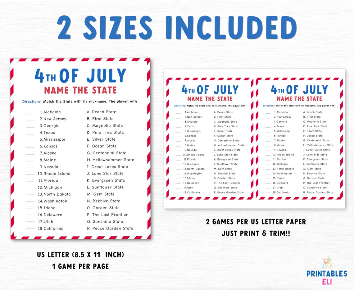 15 Fourth of July Printable Games Bundle, 4th of July Printable Games ...