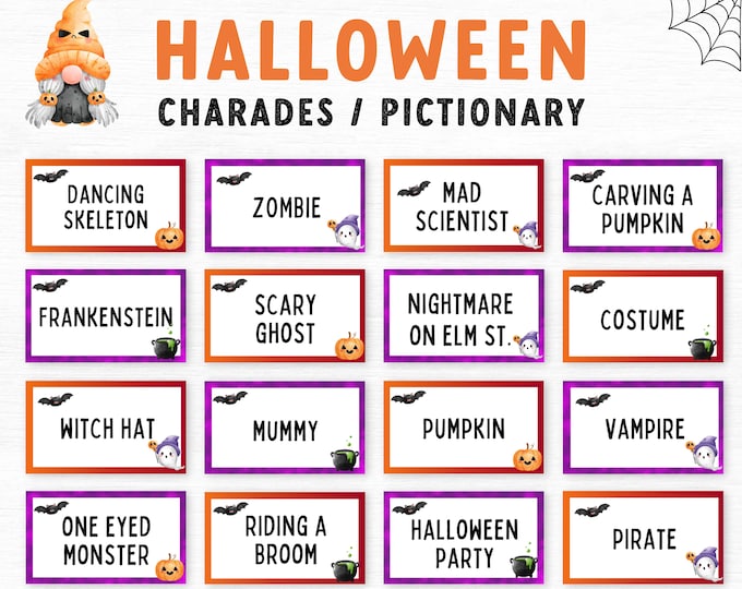 Halloween Pictionary Game Printable: Family Party Activity (digital ...