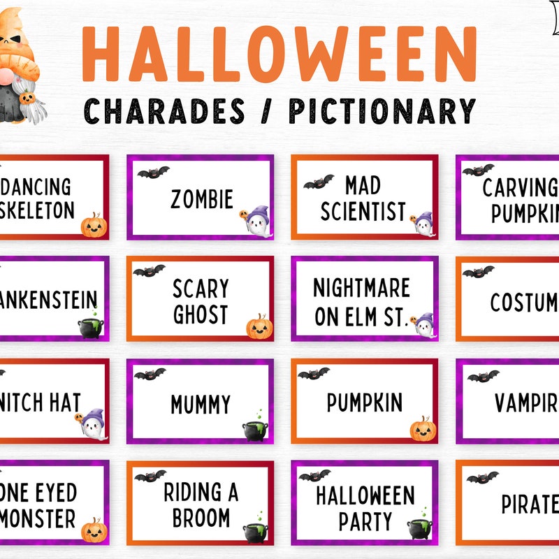 Halloween Charades Games - Etsy