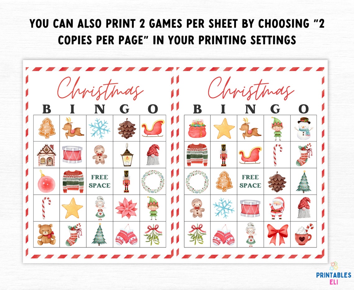 Christmas Bingo Cards Printable, Holiday Bingo, Christmas Party Family ...