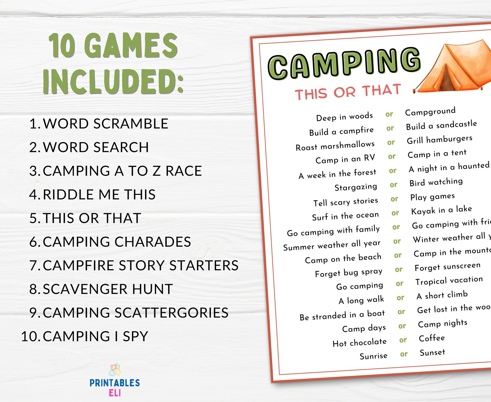 Camping Games Printable Bundle Printable Camping Game for - Etsy