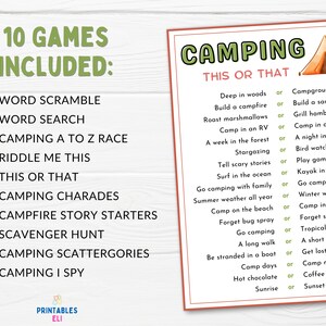 Camping Games Printable Bundle Printable Camping Game for - Etsy