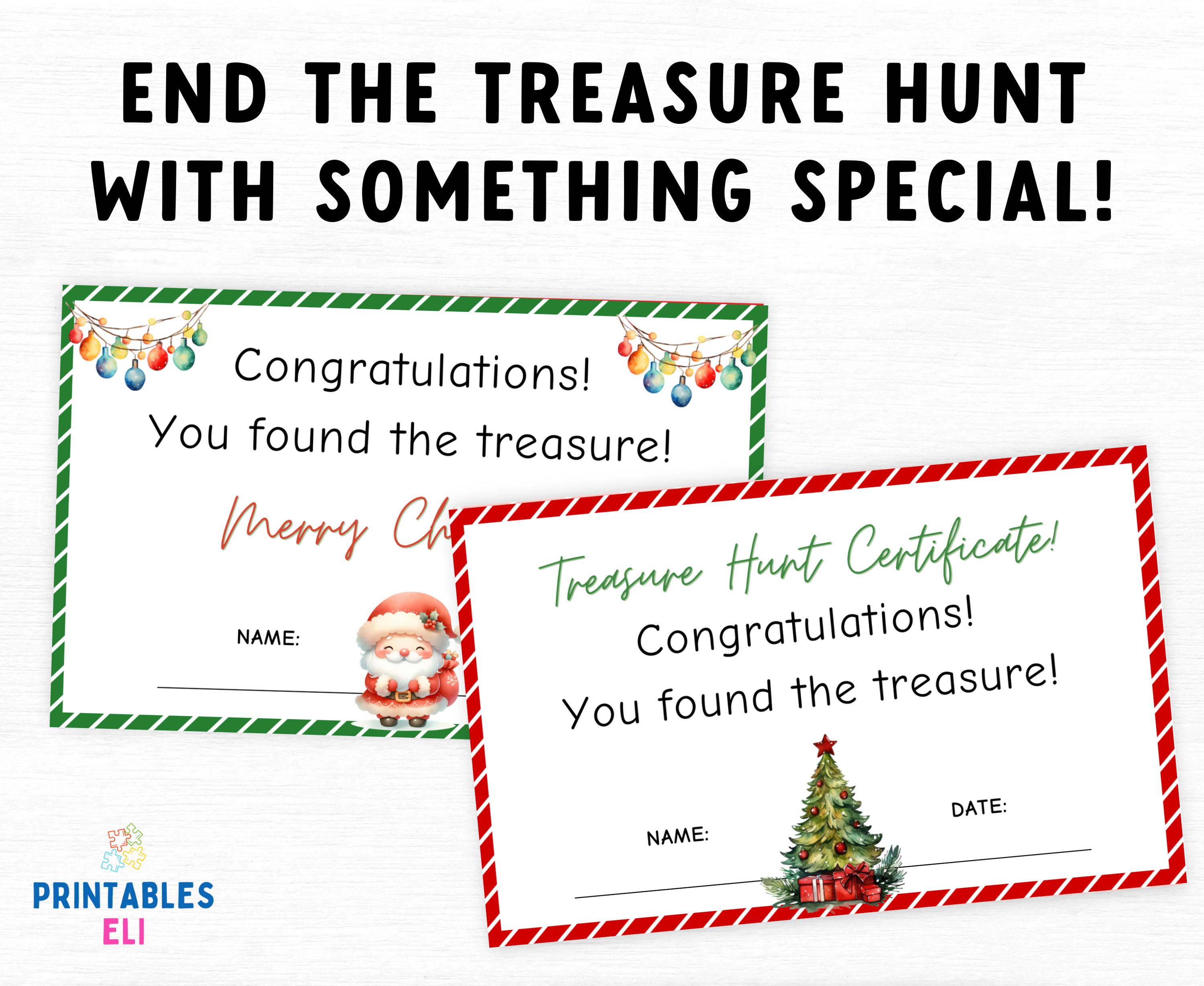 Christmas Treasure Hunt for Kids, Holiday Treasure Hunt Clues, Winter ...