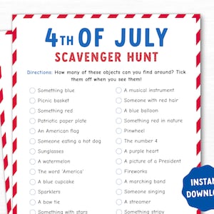Fourth of July Scavenger Hunt Printable Game, 4th of July Game for Kids ...