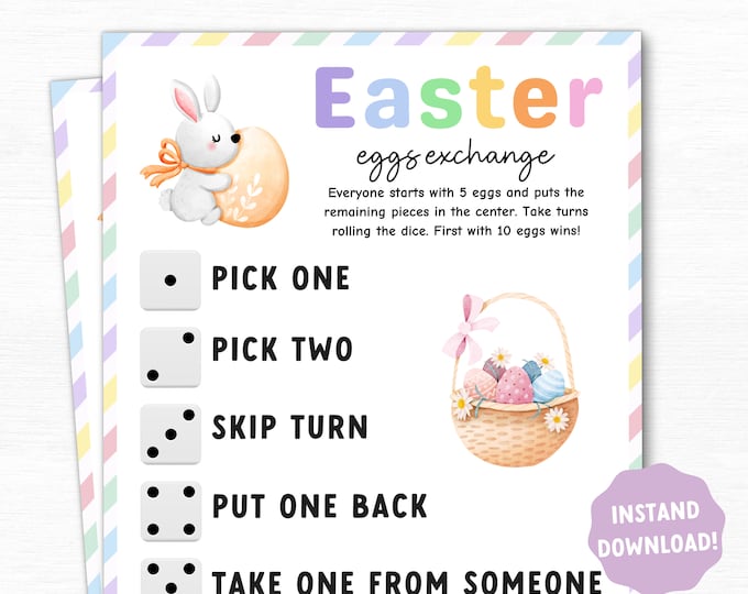 Easter Eggs Exchange Dice Game, Printable Easter Game for Kids ...