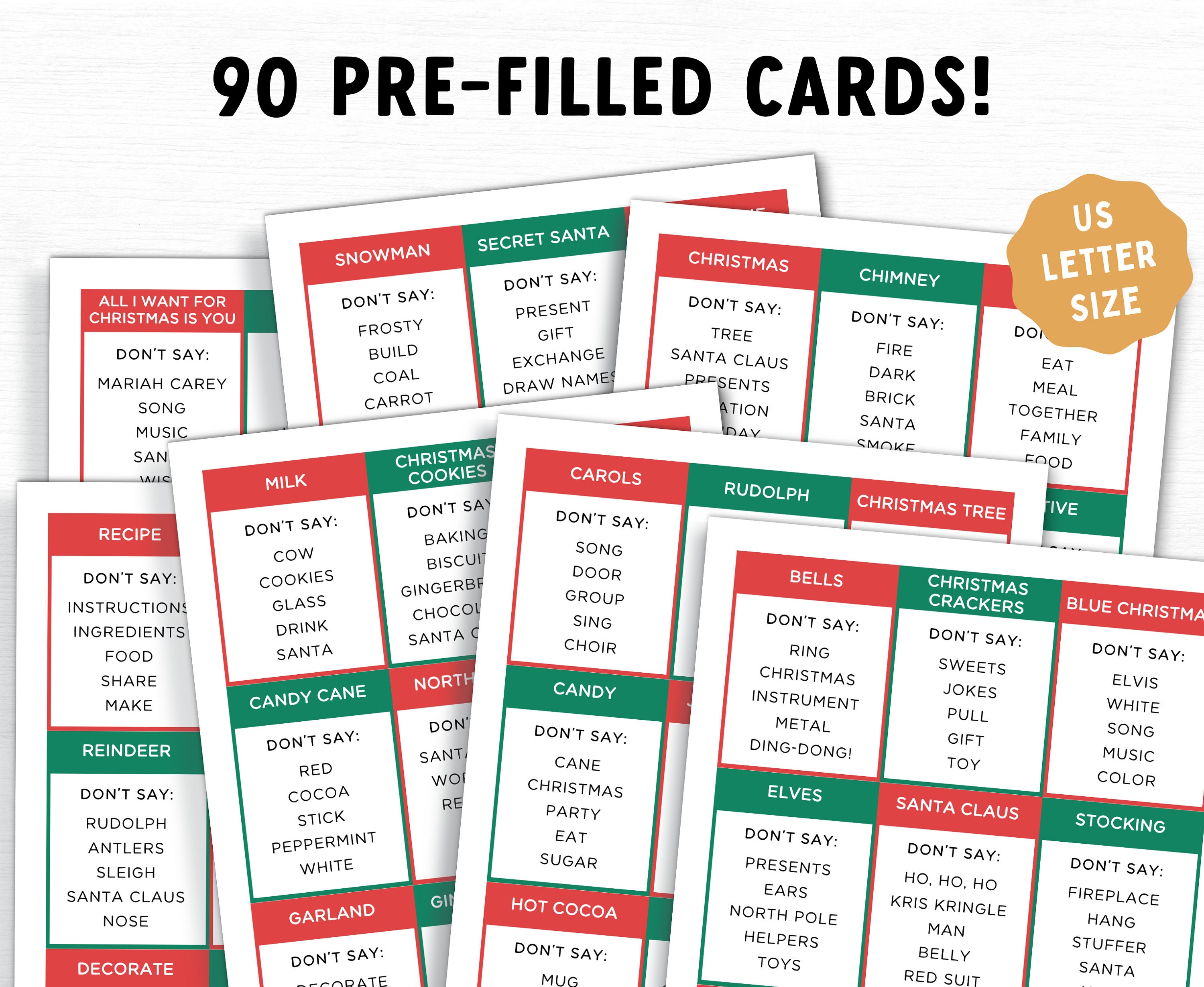 Juego tabú navideño, juego de fiesta familiar, juego familiar navideño ...