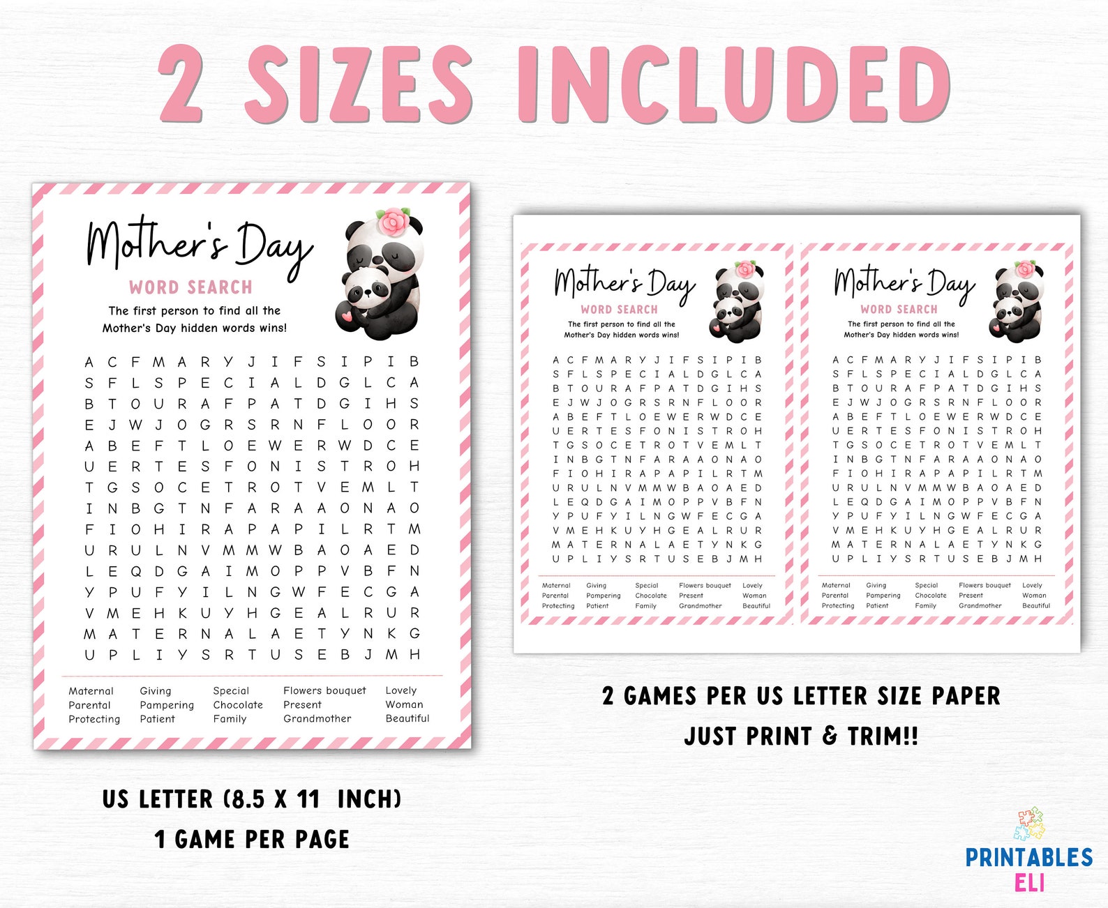 Mothers Day Word Search Game, Printable Mothers Day Party Game ...