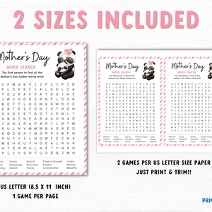 Mothers Day Word Search Game, Printable Mothers Day Party Game ...