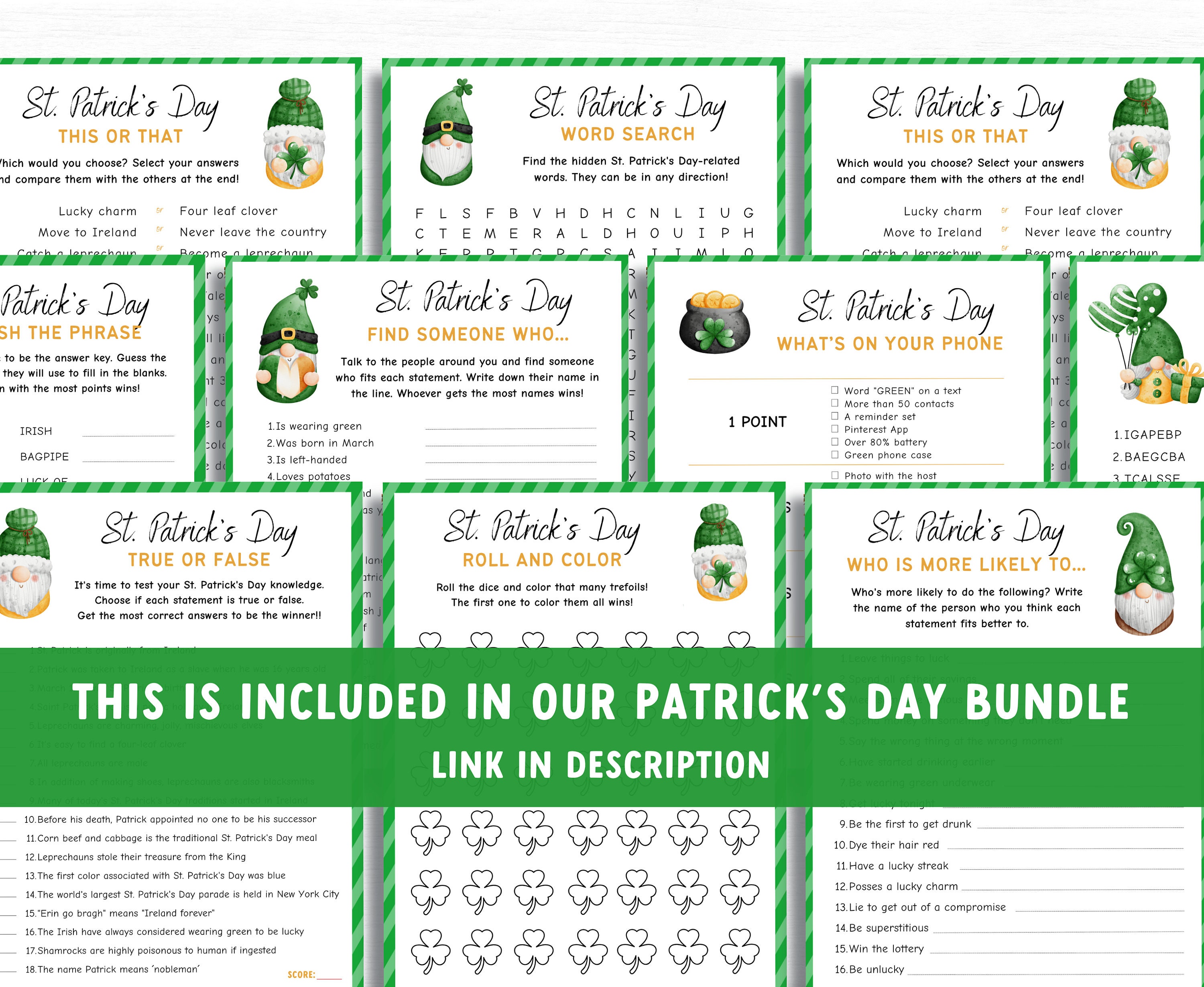 Who is More Like a Leprechaun Game, St. Patrick's Day Printable Game ...