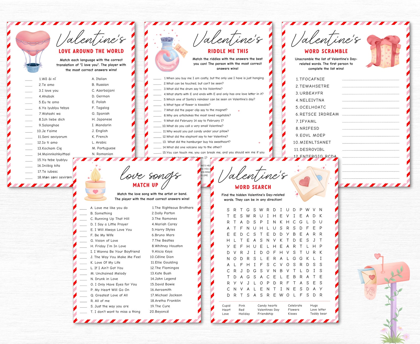 15 Valentines Day Games Printable Bundle, Valentines Party Game ...