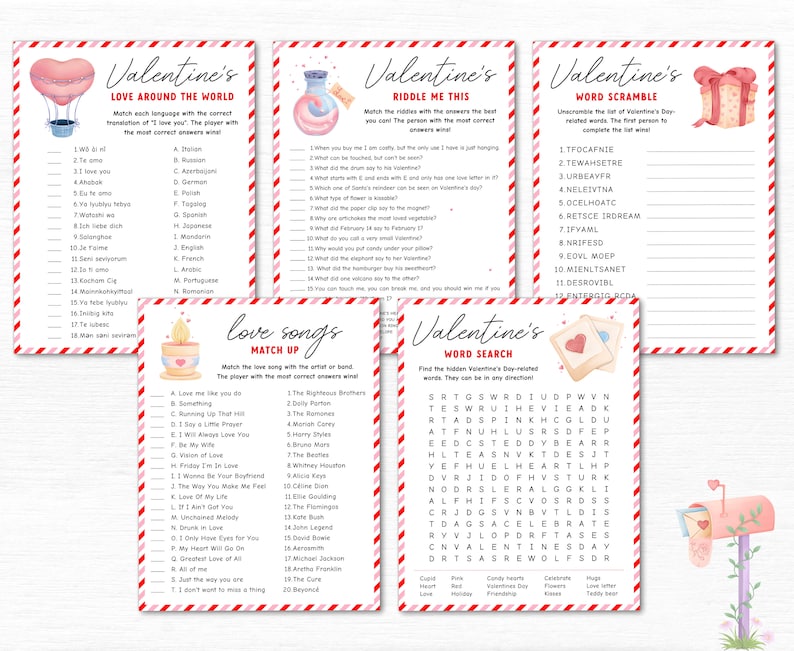 15 Valentines Day Games Printable Bundle, Valentines Party Game ...