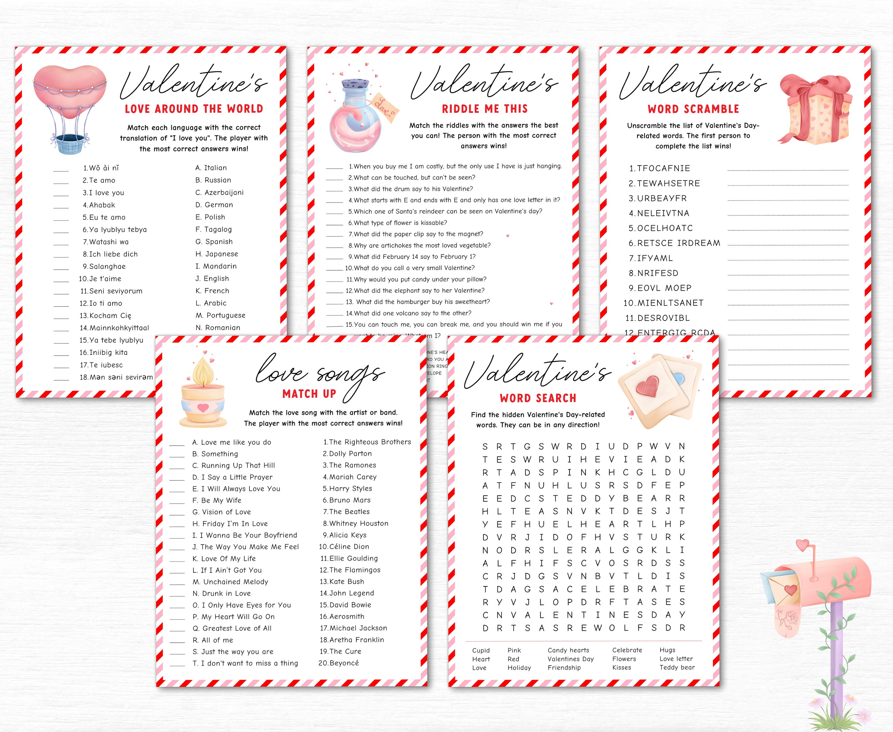 15 Valentines Day Games Printable Bundle, Valentines Party Game ...