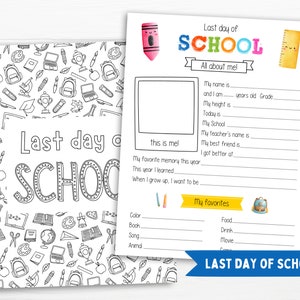 First and Last Day of School Printable, Back to School Questionnaire ...