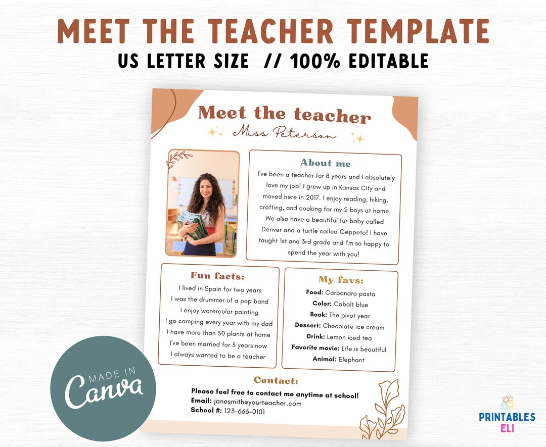 Meet the Teacher Template Boho, Classroom Printable Teacher ...