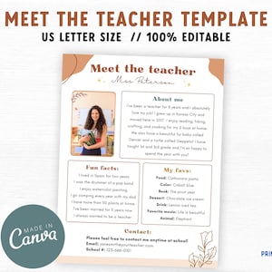 Meet the Teacher Template Boho, Classroom Printable Teacher ...