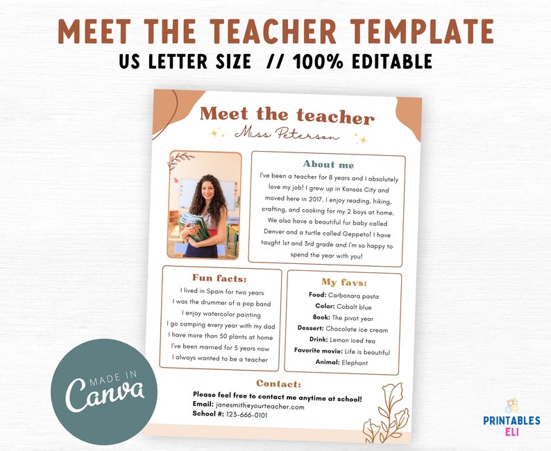 Meet the Teacher Template Boho, Classroom Printable Teacher ...