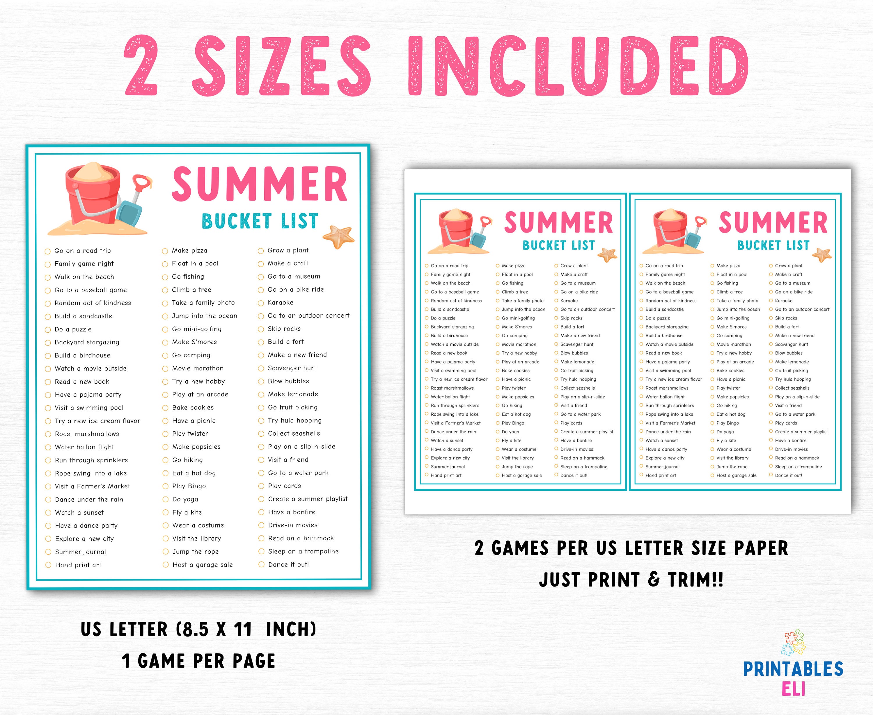 Summer Bucket List Printable, Family Summer Bucket List, Summertime ...