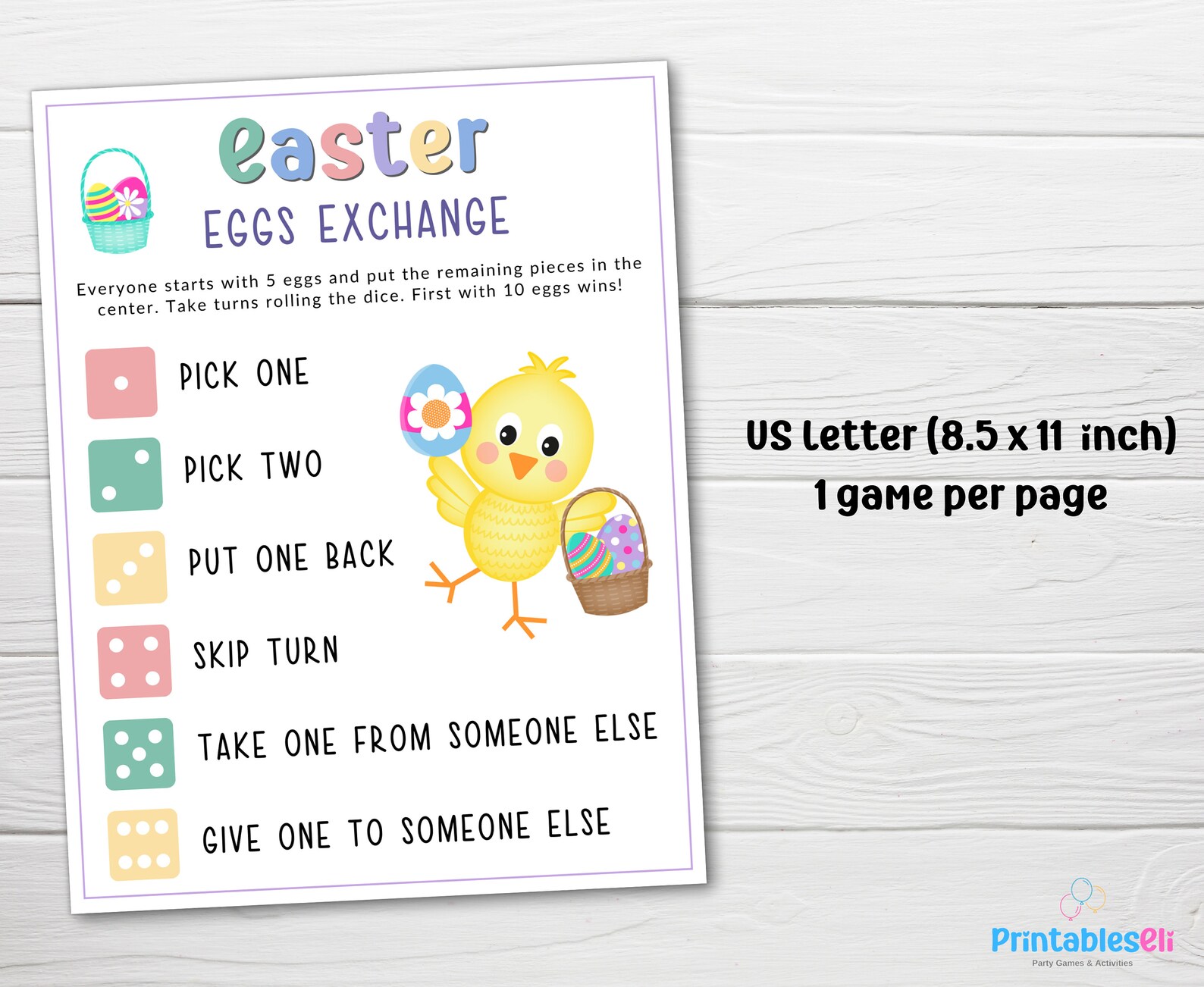 Easter Eggs Exchange Dice Game Printable Easter Game for - Etsy