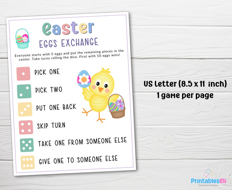 Easter Eggs Exchange Dice Game Printable Easter Game for - Etsy