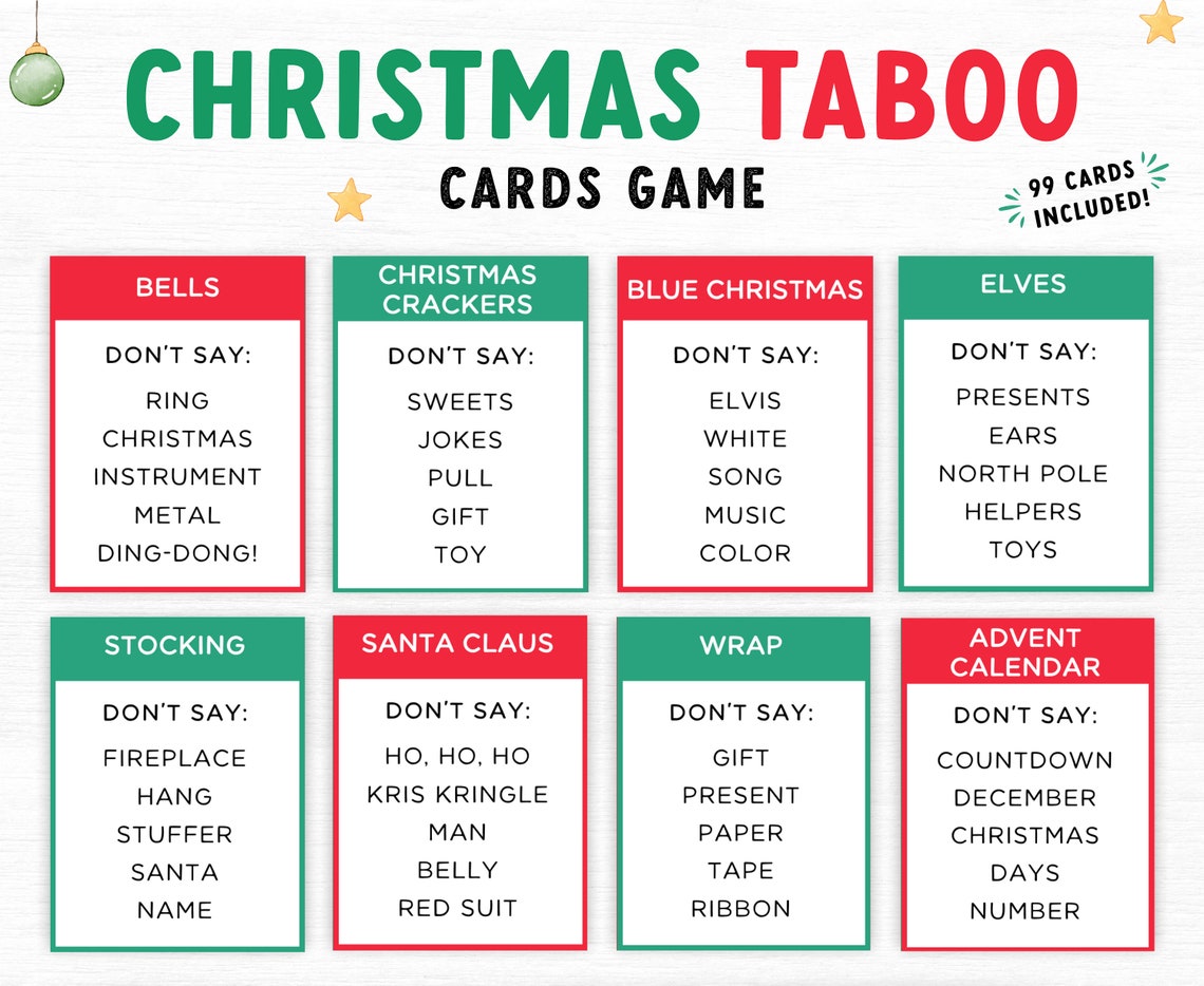 Christmas Taboo Game Family Party Game Printable Christmas - Etsy