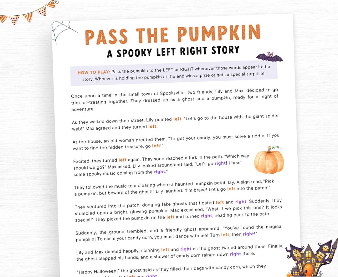 Pass the Pumpkin Game, Halloween Left Right Game, Halloween Party Game ...