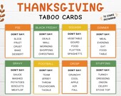 Thanksgiving Taboo Game Cards Party Game Printable - Etsy